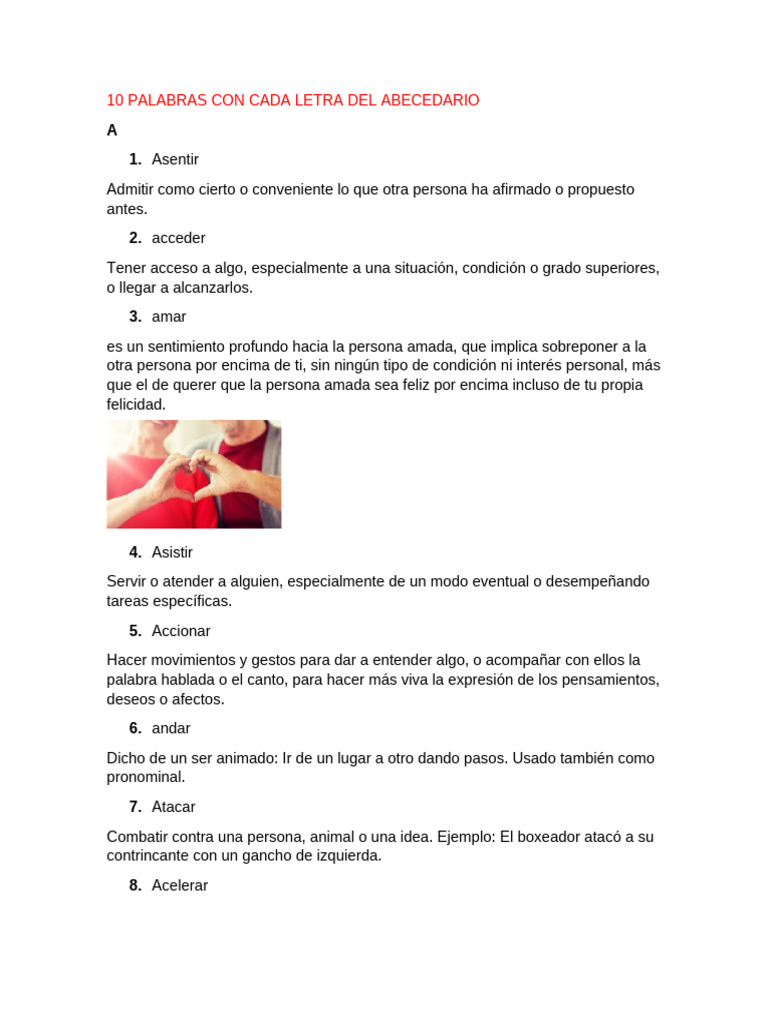 10 Palabras Con Cada Letra Del Abecedario... | PDF