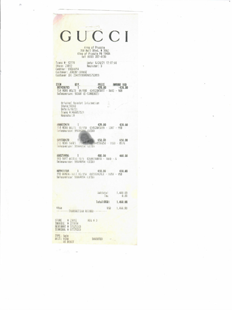 Gucci Receipt | PDF