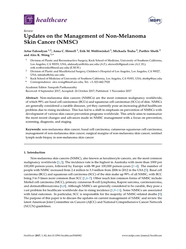 Updates On The Management of Non-Melanoma Skin Cancer (NMSC) | PDF