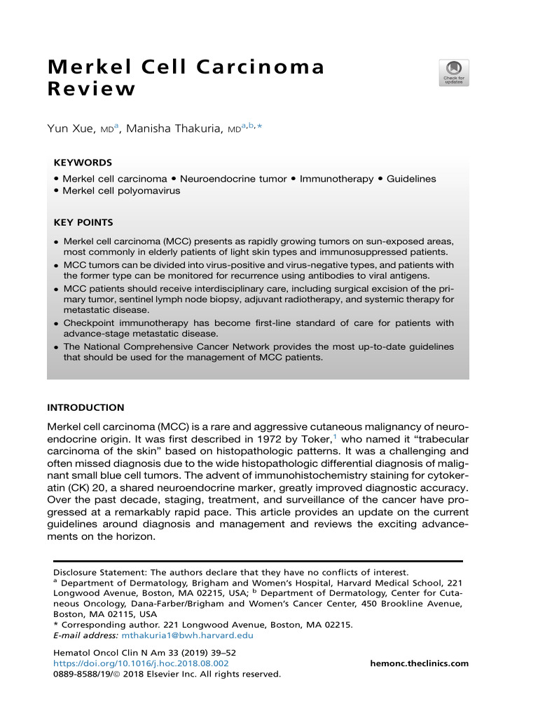 Merkel Cell Carcinoma Review | PDF