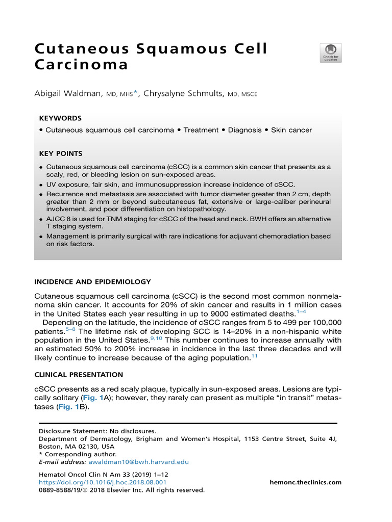 Cutaneous Squamous Cell Carcinoma | PDF