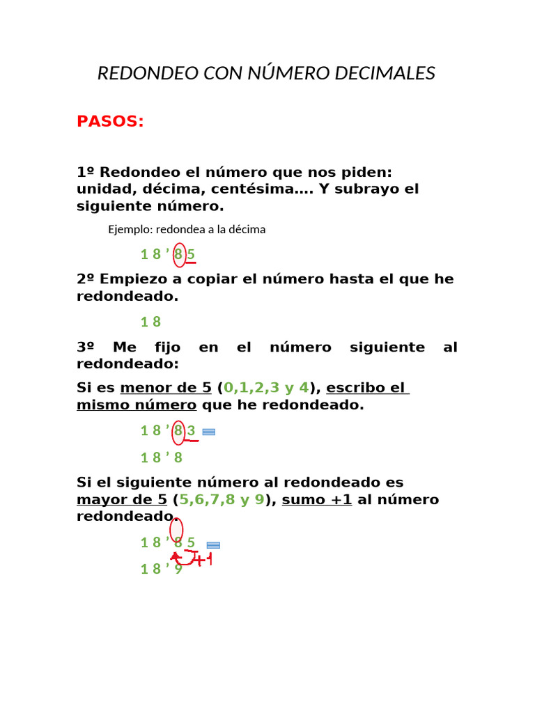 Redondeo Con Número Decimales | PDF