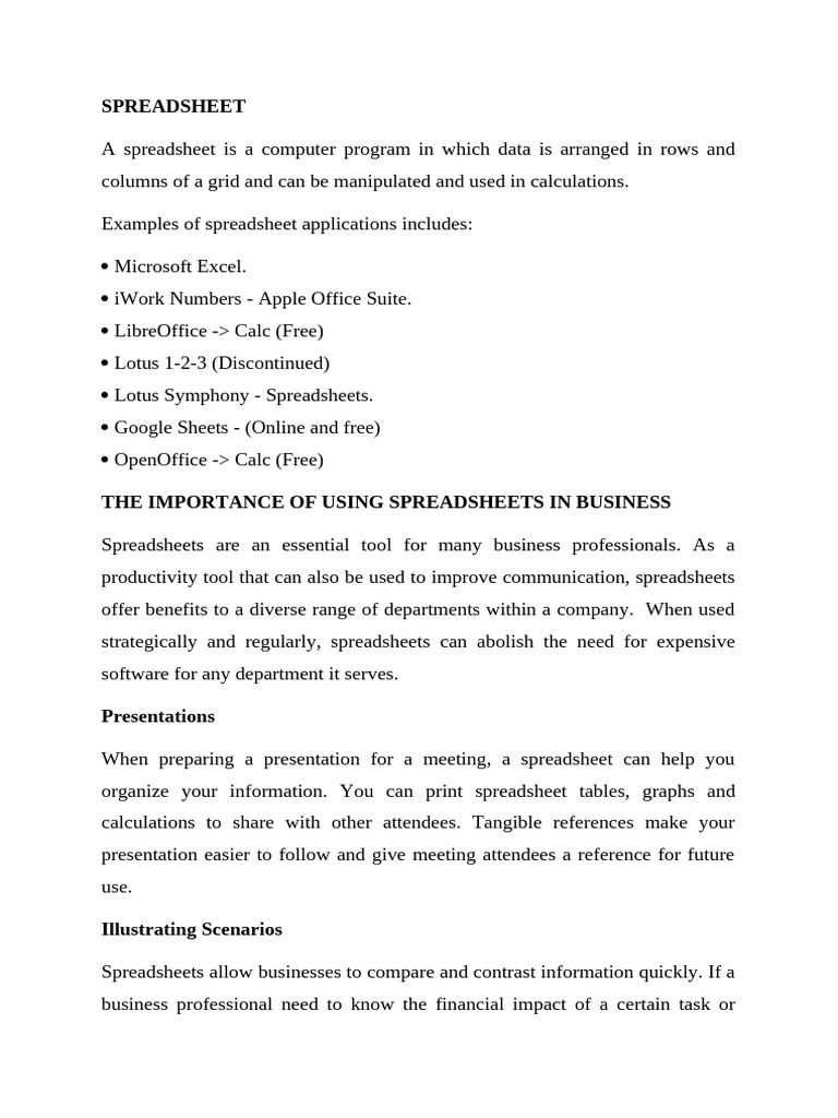 Lecture on Spreadsheet and Excel (Just Basic) | PDF