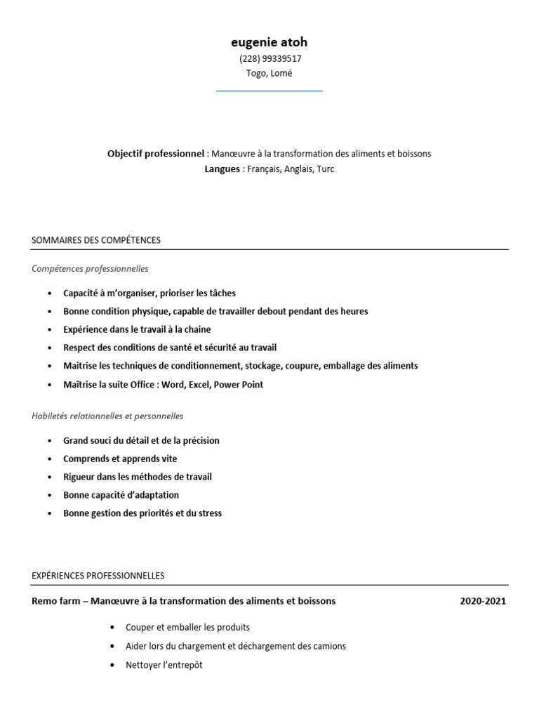 Eugenie Atoh CV | PDF