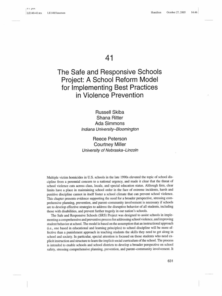 The Safe And Responsive Schools Project Pdf