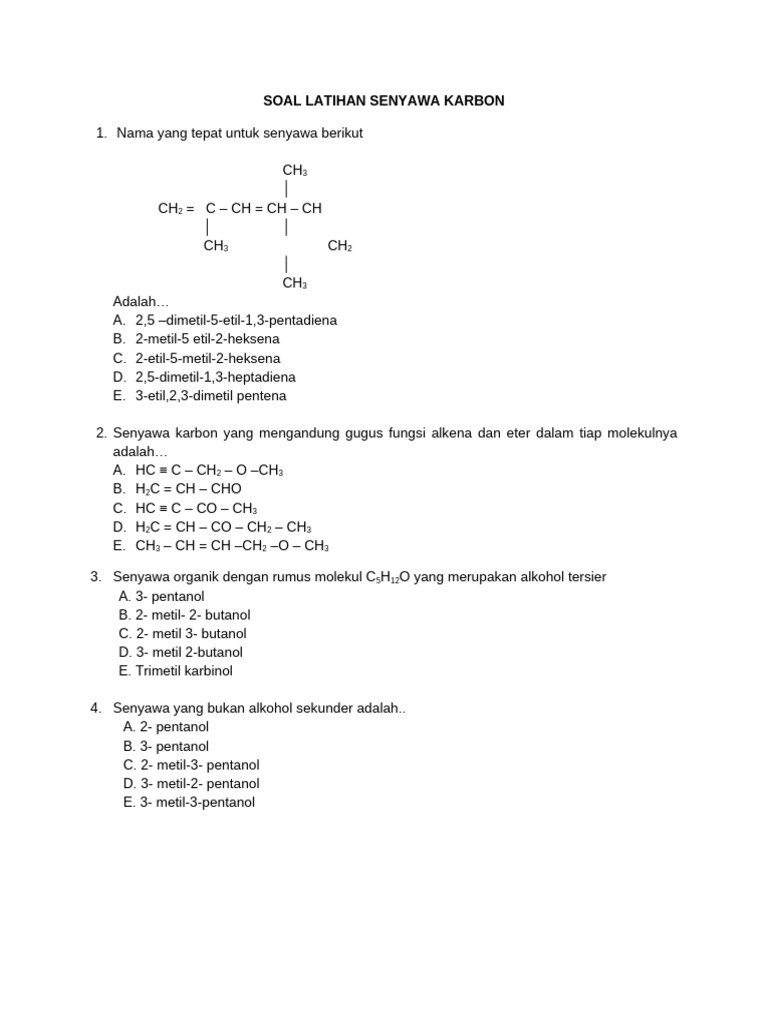 Soal Latihan Senyawa Karbon | PDF
