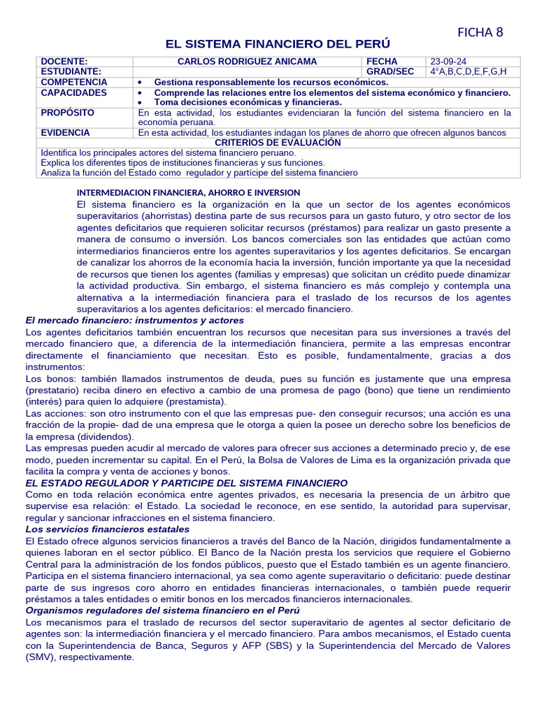 Ficha de Actividad CCSS 4° - Semana 3 | PDF