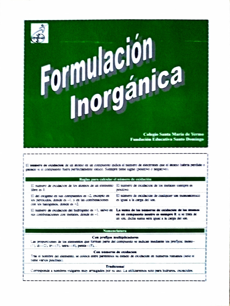Química Repaso Formulación Inorgánica | PDF