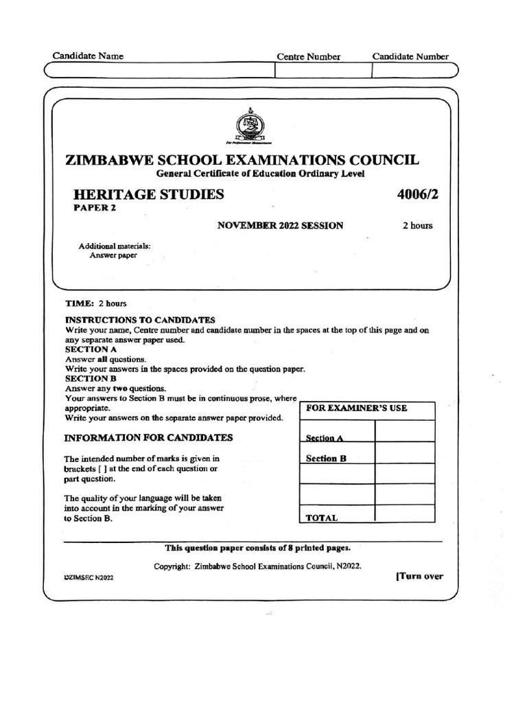 O-Levels Heritage Studies 2022 | PDF
