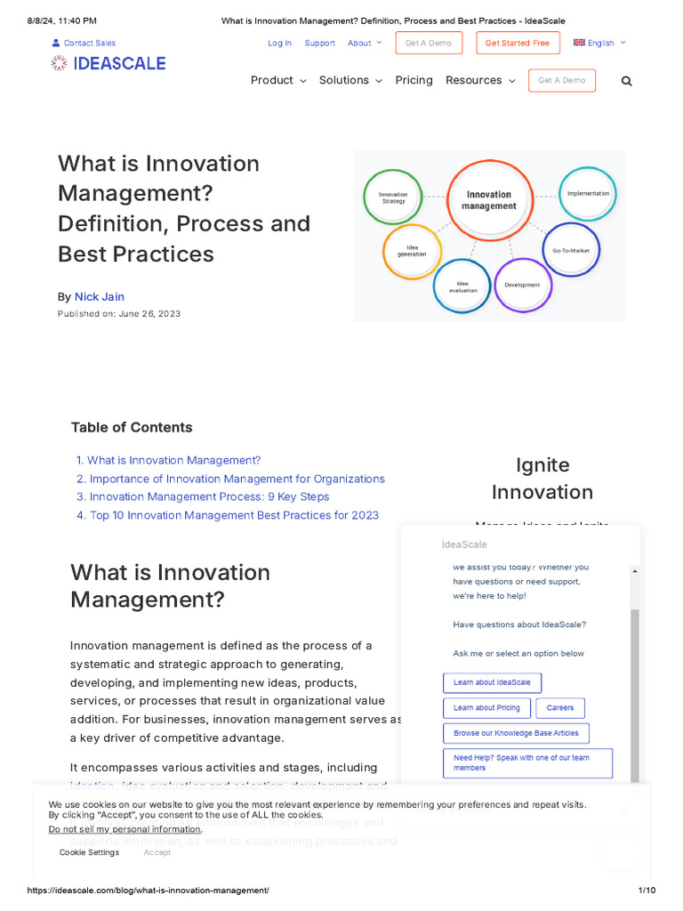 What Is Innovation Management - Definition, Process and Best Practices - IdeaScale | PDF