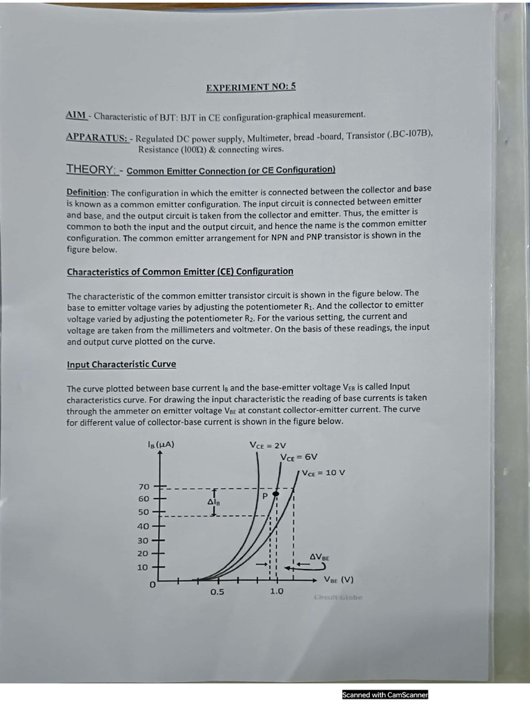 Ece Lab Practical 5 BJT | PDF