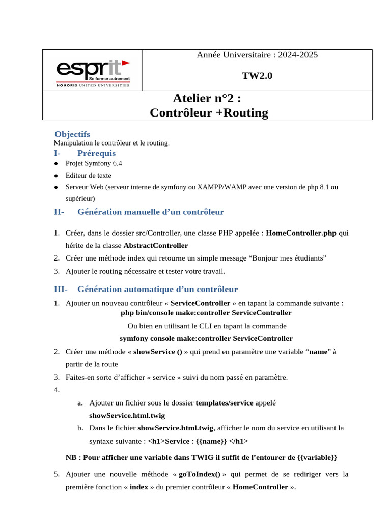 (Atelier2) Contrôleur Routing | PDF
