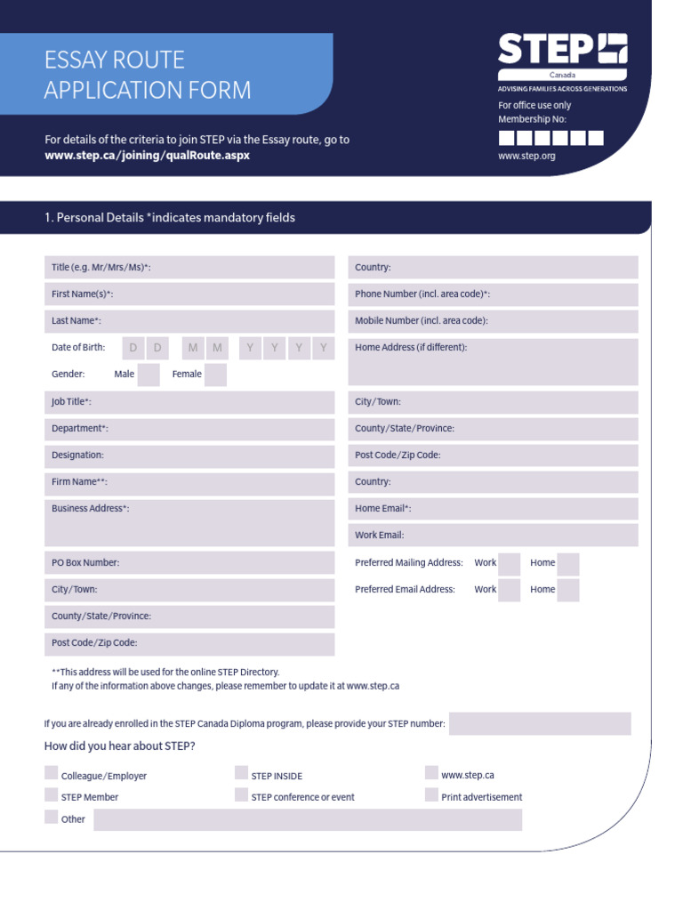 Essay Route AppForm Canada | PDF