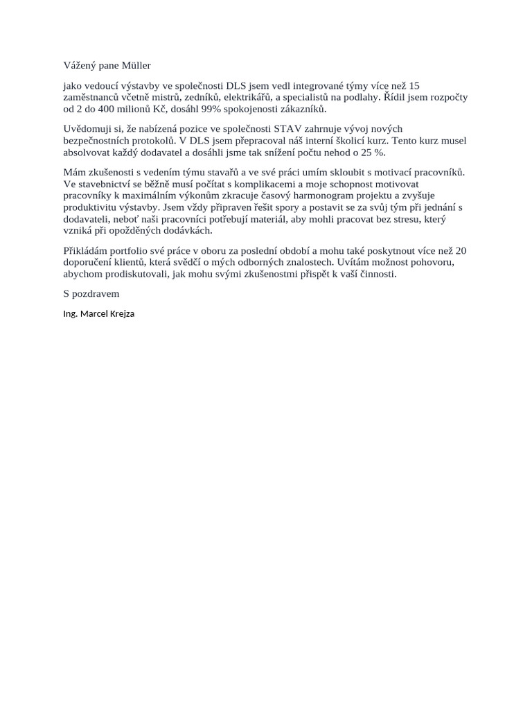 Motivační Dopis | PDF