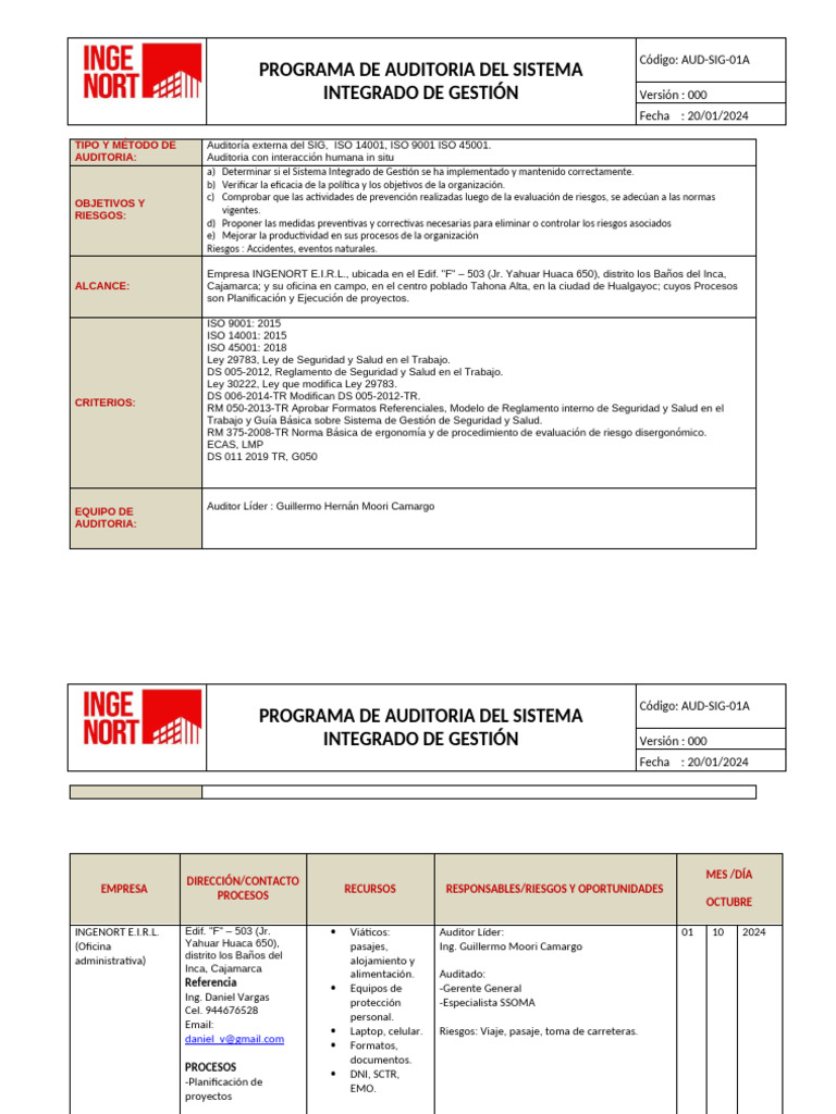 Programa de Auditoria | PDF