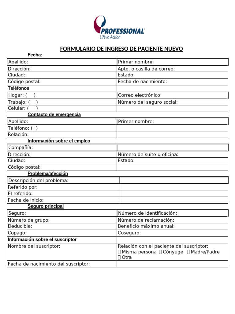 New-Patient-Intake-Form_REVISED-OCTOBER-2017_ES-US | PDF