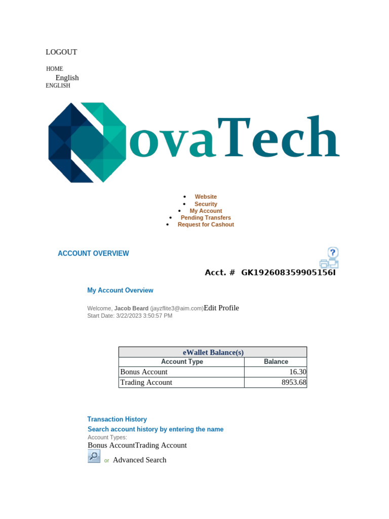 Novatech Backoffice Info | PDF