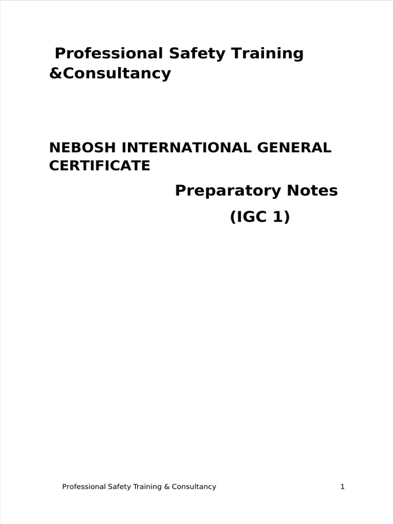 Dokumen - Tips Igc 1 Nebosh Preparotory Notes | PDF
