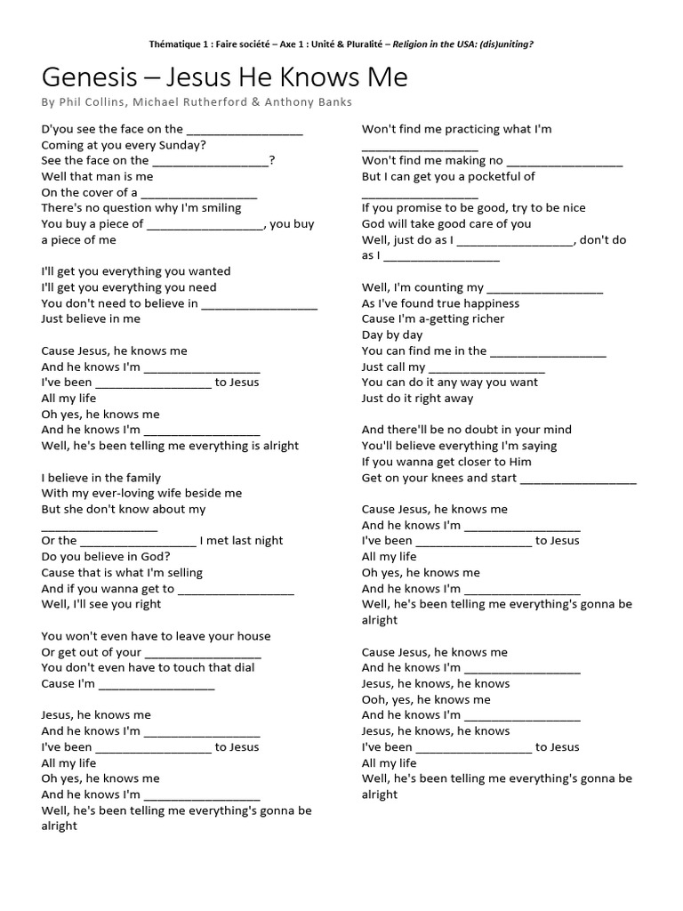 Jesus He Knows Me | PDF