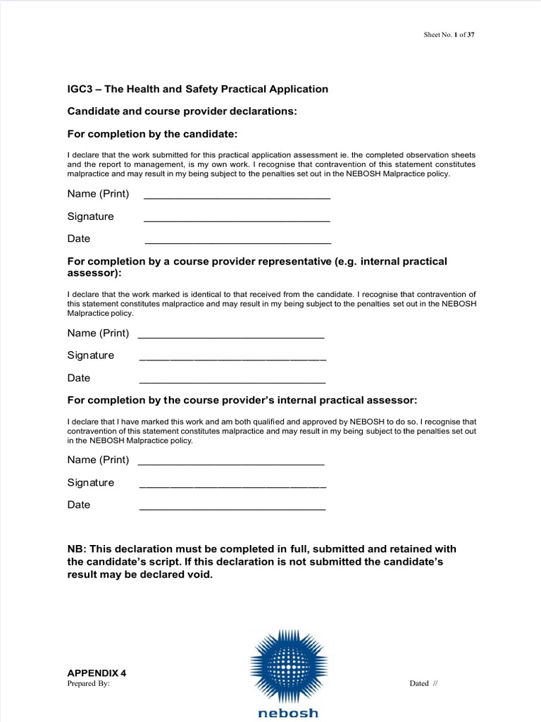 Dokumen - Tips - Word Format of Blank Report Nebosh Igc | PDF