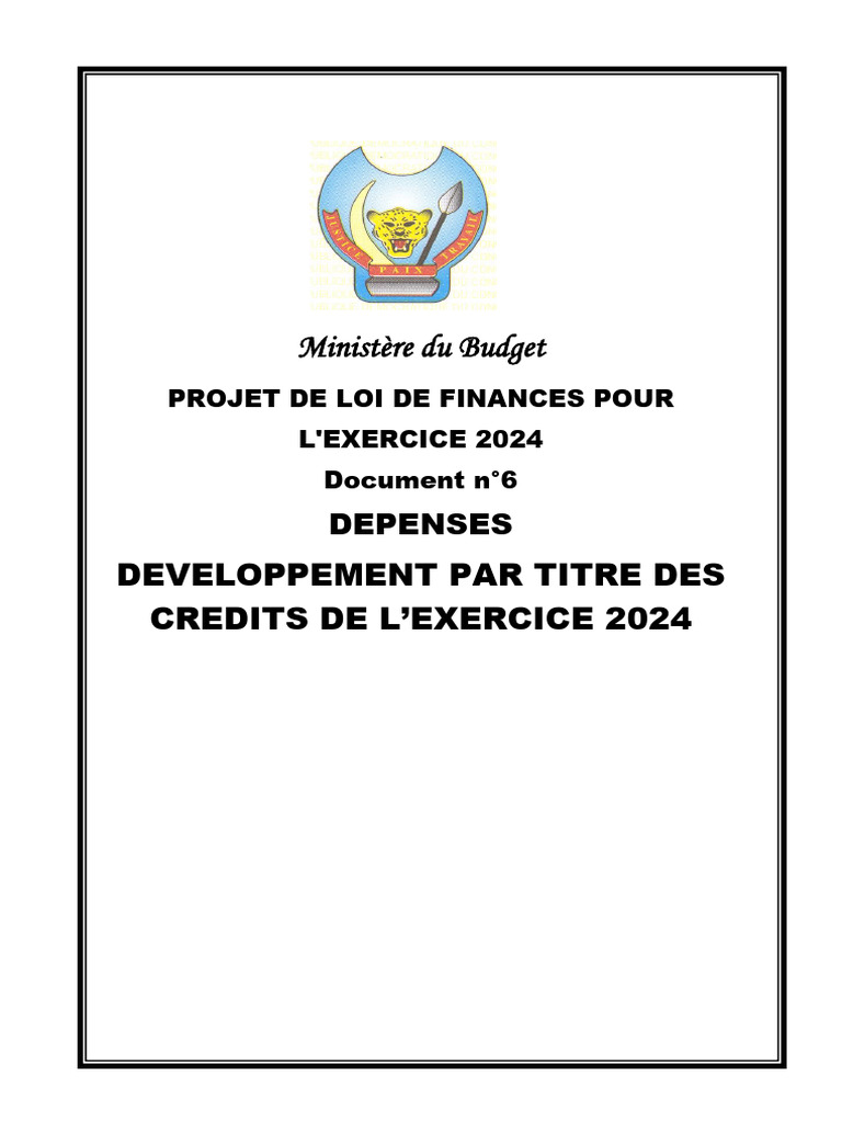 Document Num 6 Developpement Titre PLF 2024 | PDF
