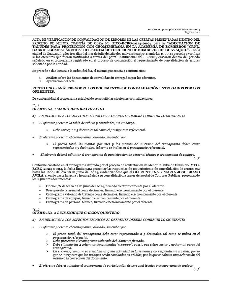 ACTA DE VERIFICACIÓN DE CONVALIDACIÓN | PDF