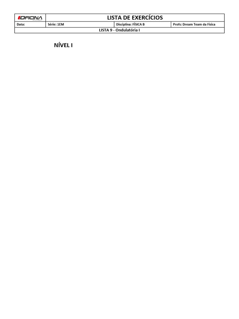 Lista de Exerci-Cios 9 - Ondulato-Ria I | PDF