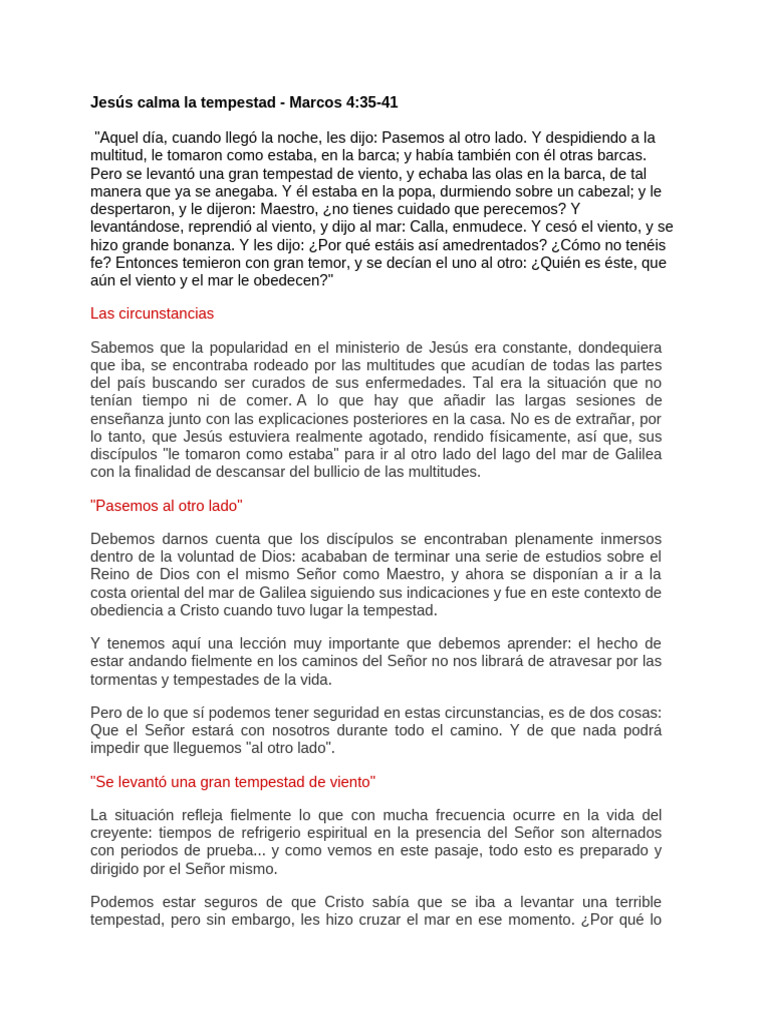 Jesús Calma La Tempestad | PDF