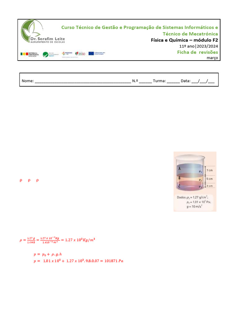 Ficha De Revisões Correção Pdf