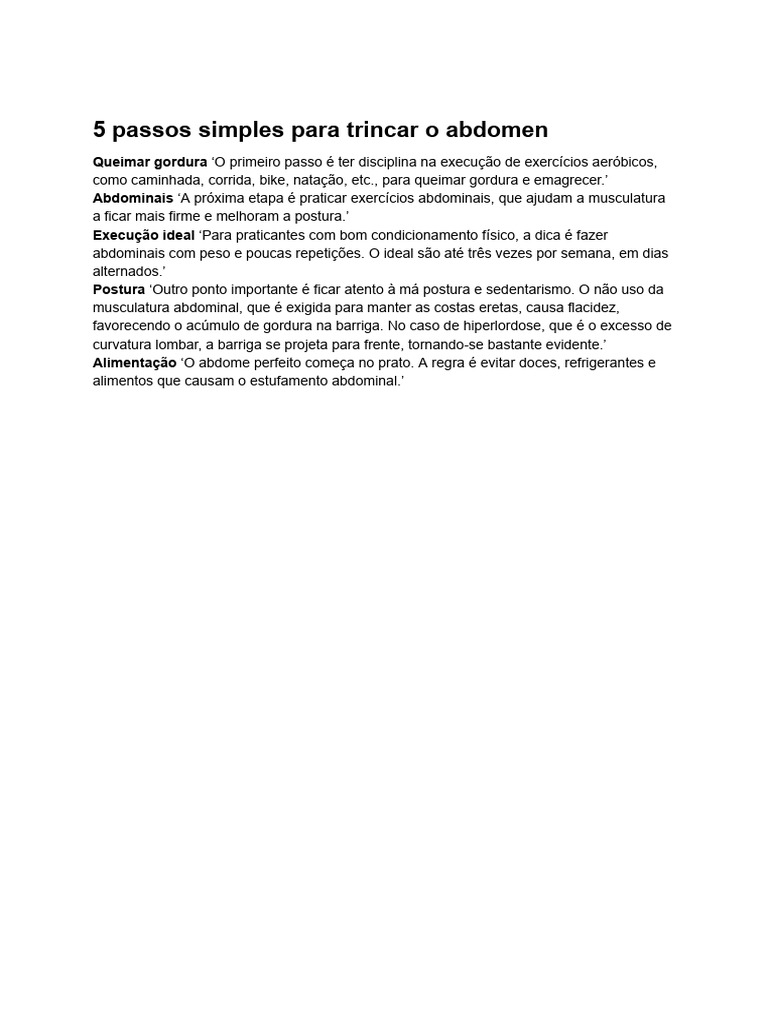 5 Passos Simples para Trincar o Abdomen | PDF