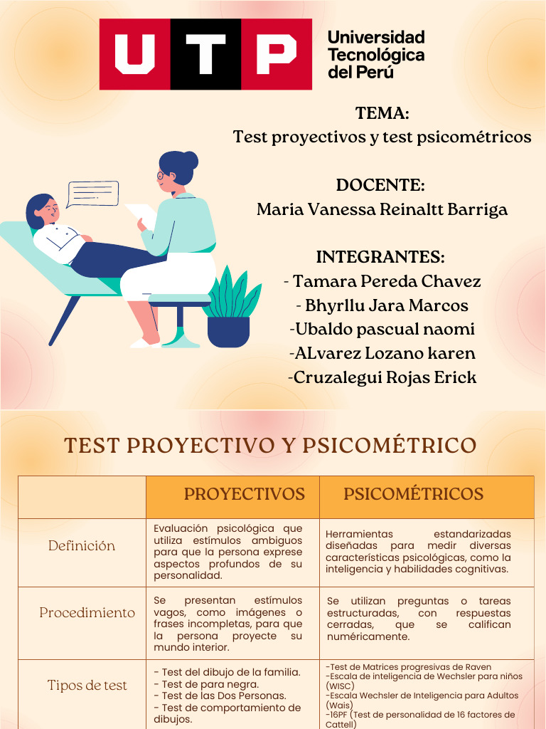 Test Proyectivos y Test Psicométricos | PDF