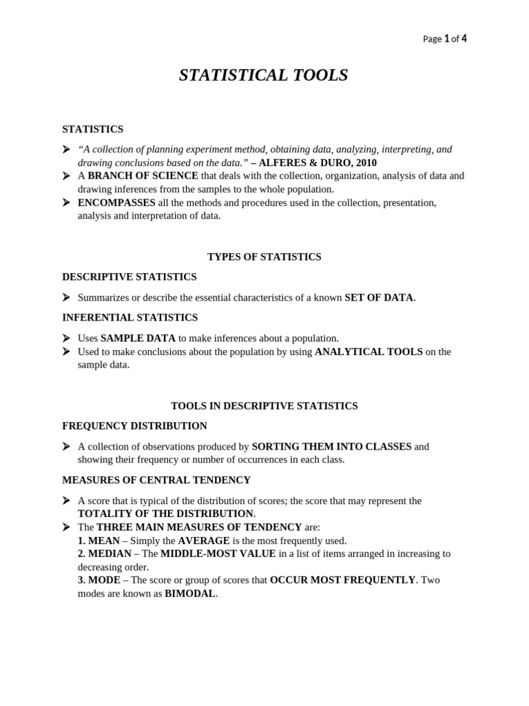 Statistical Tools | PDF