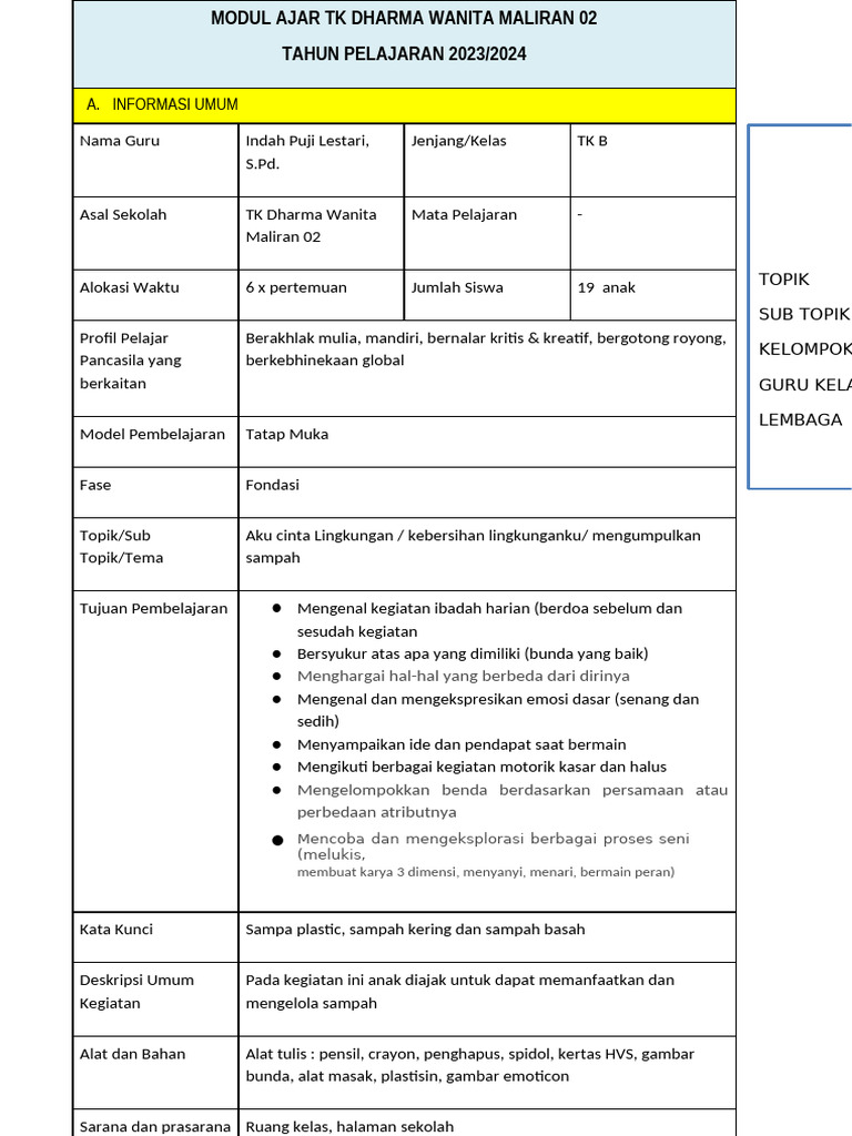 Modul Ajar Kelompok B - Desember | PDF