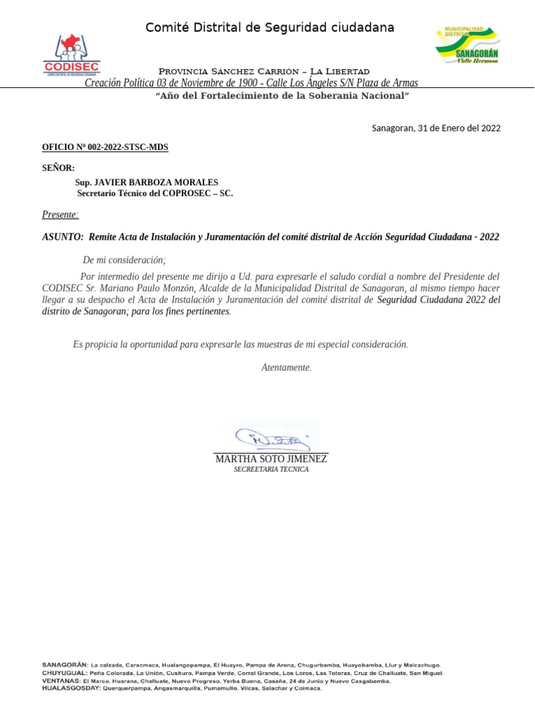 Acta de Instalacion y Conformaicon Codisec 2022 PDF | PDF