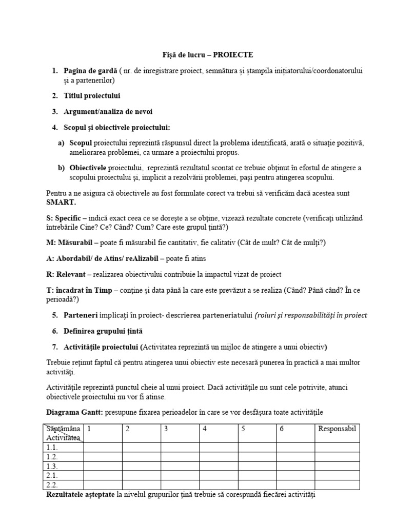 Fisa de lucru-proiect | PDF