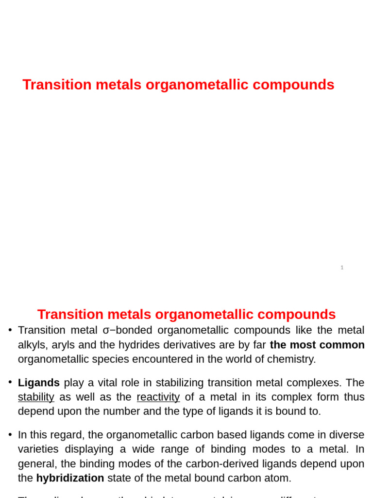 421 CHEM - Part 4 - Transition Metals | PDF