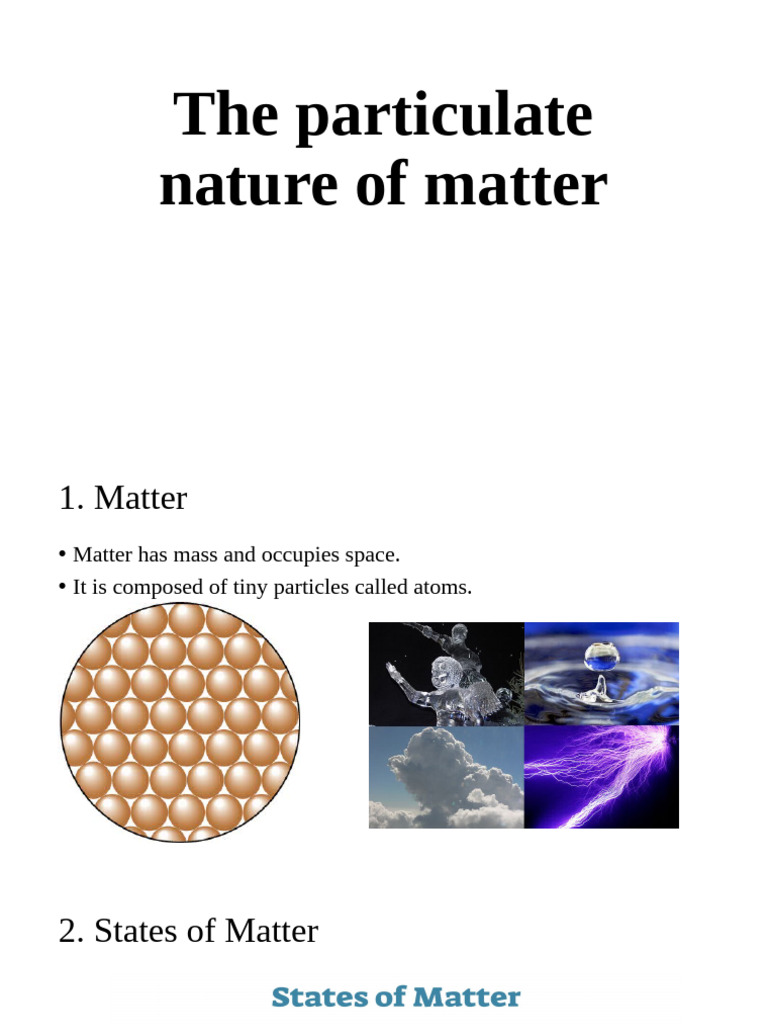 The Particulate Nature of Matter | PDF