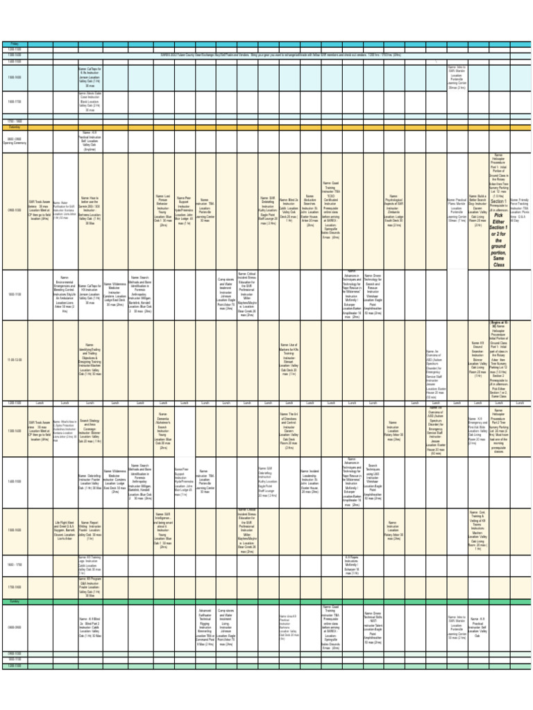 SAREX 2022 SAR Training Schedule | PDF | Emergency Services | Emergency ...