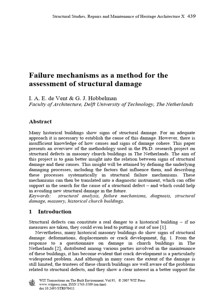 Failure Mechanisms As A Method For The Assessment of Structural Damage | PDF