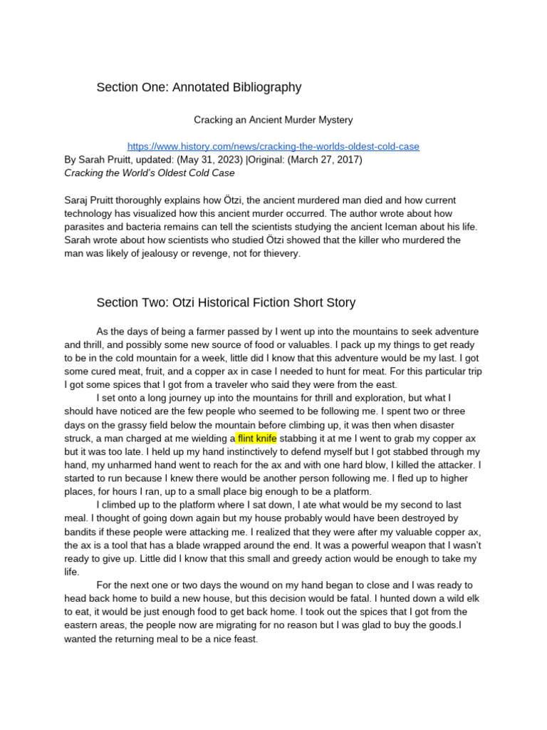 Section Two_ Otzi Historical Fiction Short Story | PDF