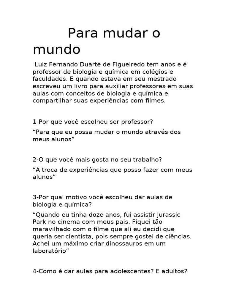 Para Mudar o Mundo | PDF