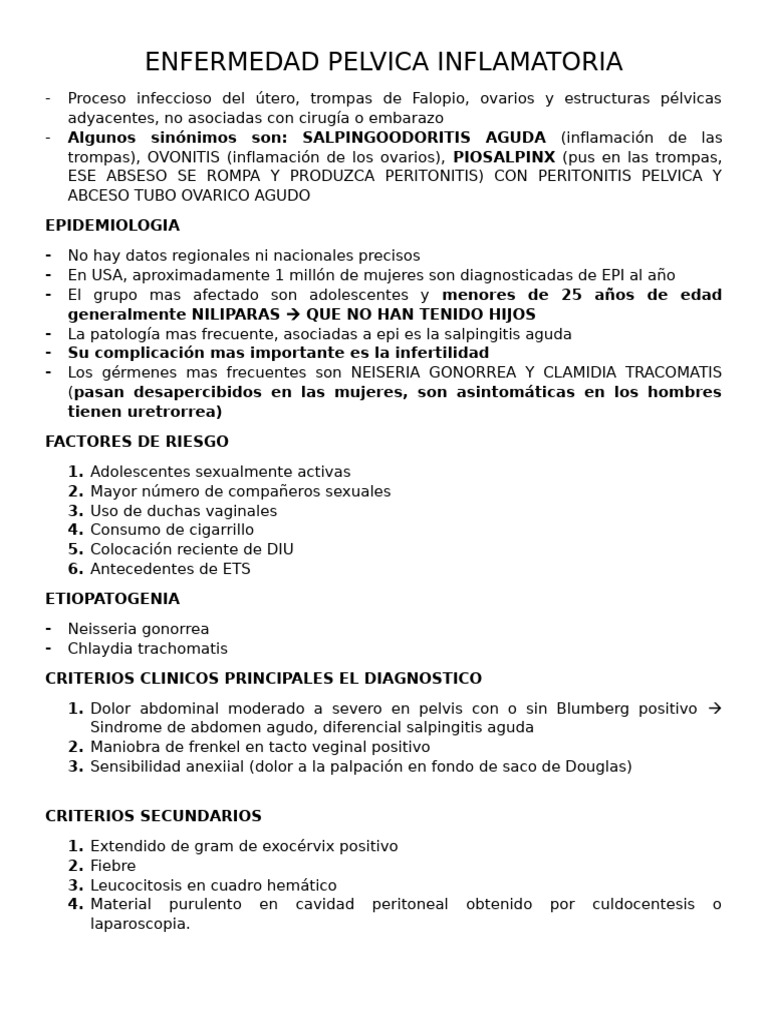 Enfermedad Pelvica Inflamatoria | PDF