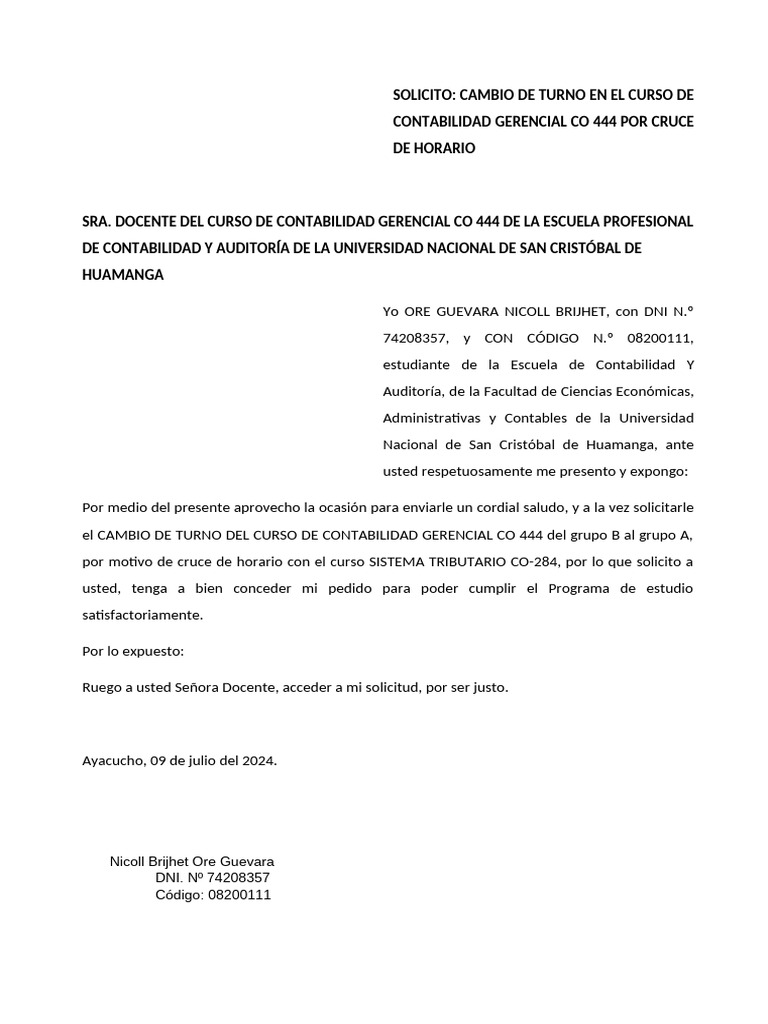 Solicitud de Permuta | PDF