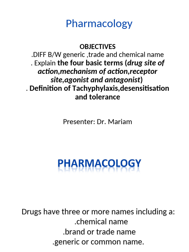 5 Pharmacology(20!01!15)Handout Given | PDF