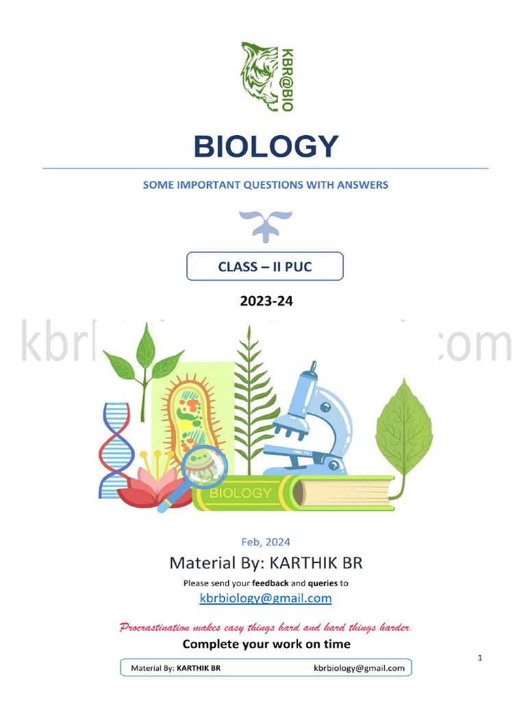 Biology Important Questions and Answers 23-24 | PDF
