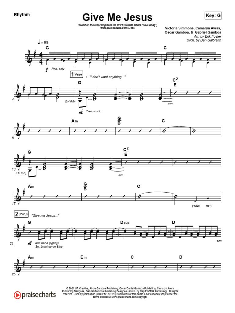 Give Me Jesus UPPERROOM Ab Rhythm Chart - G | PDF