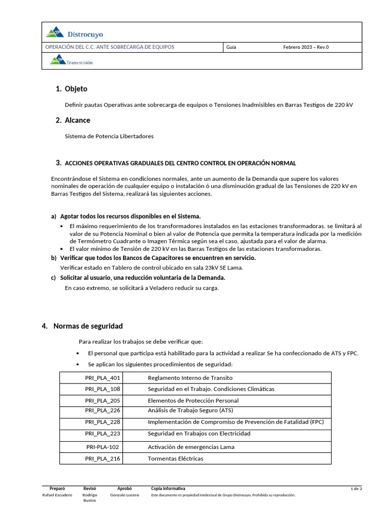 Operación Del C.C.B Ante Sobrecarga de Equiposs | PDF | Electricidad ...