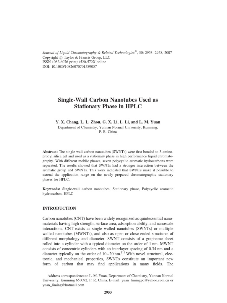 Single Wall Carbon Nanotubes Used As Pdf Carbon Nanotube