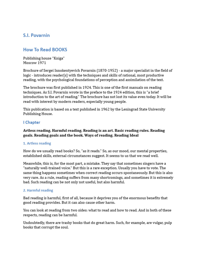 How To Read Books | PDF