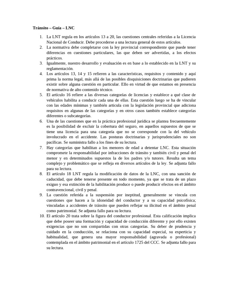 Tránsito Guía LNC | PDF